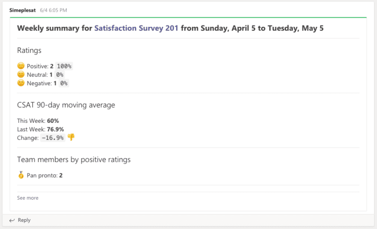 Microsoft Teams Customer Satisfaction Surveys | Simplesat