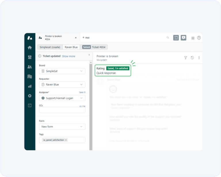 Zendesk Customer Satisfaction Surveys, One-Click CSAT or CES Ticket ...