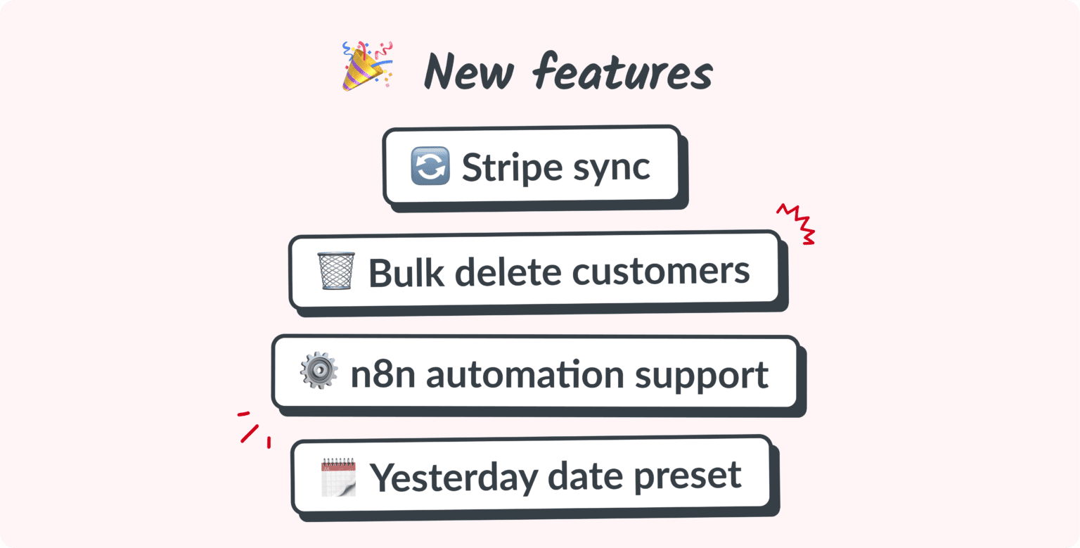 Cleaner customer data — Stripe sync, bulk delete customers, and more ...